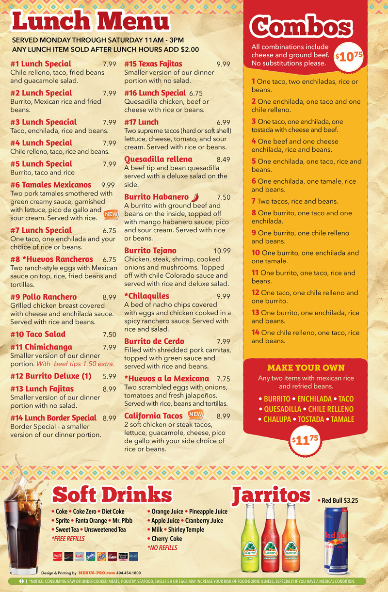 Menu – The Border Mexican Restaurant