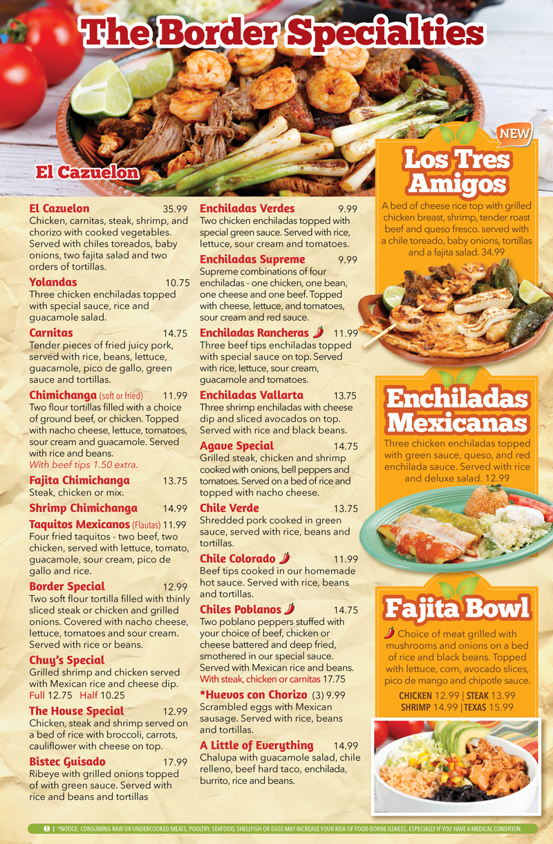Menu – The Border Mexican Restaurant