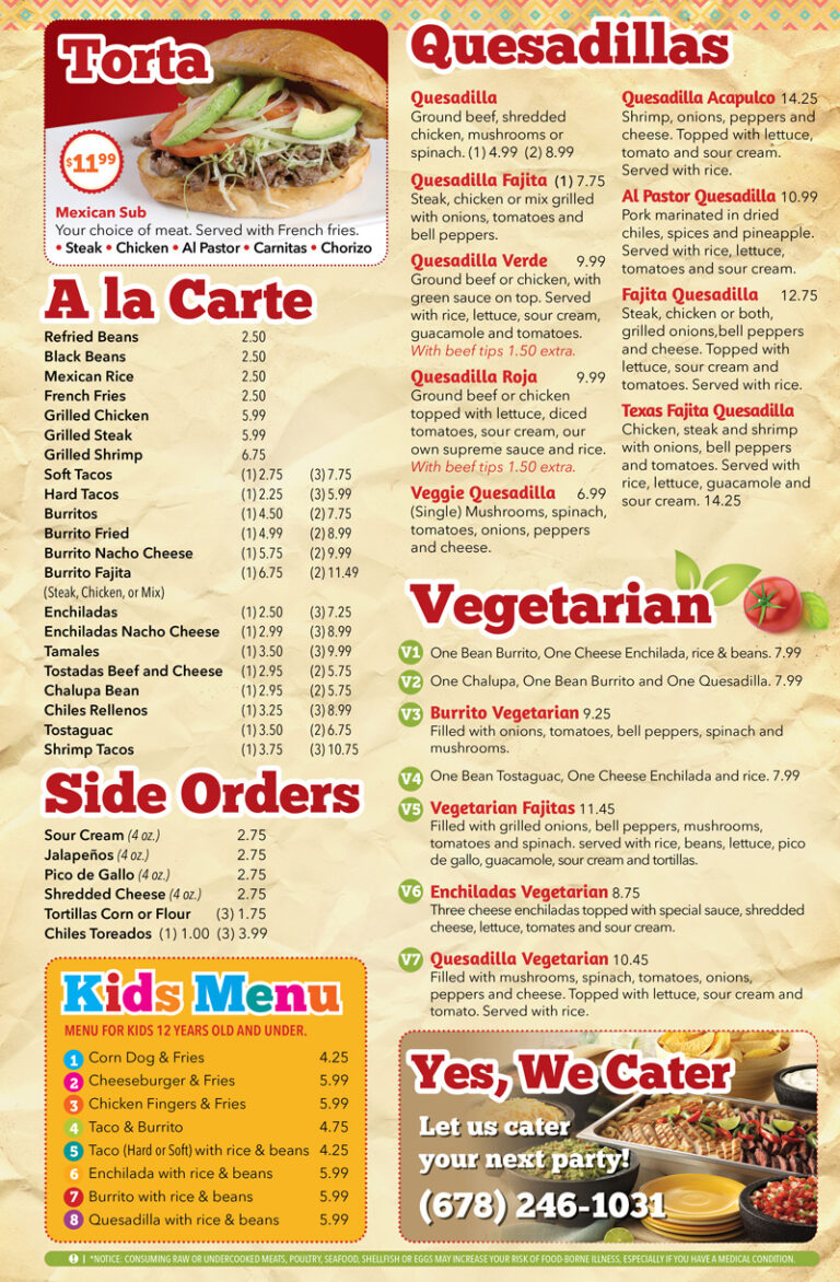 Menu – The Border Mexican Restaurant