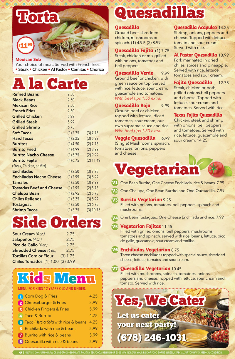 Menu – The Border Mexican Restaurant